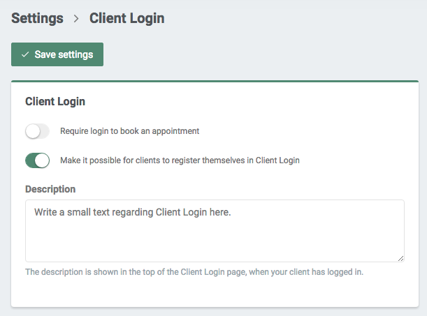 Client login functionality - 3 login options for clients