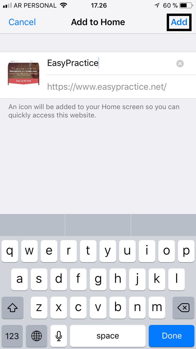 EasyPractice as an icon on your home screen - just as good as an app