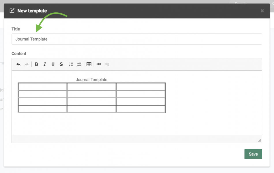 Journal settings allow you to add useful tables or charts
