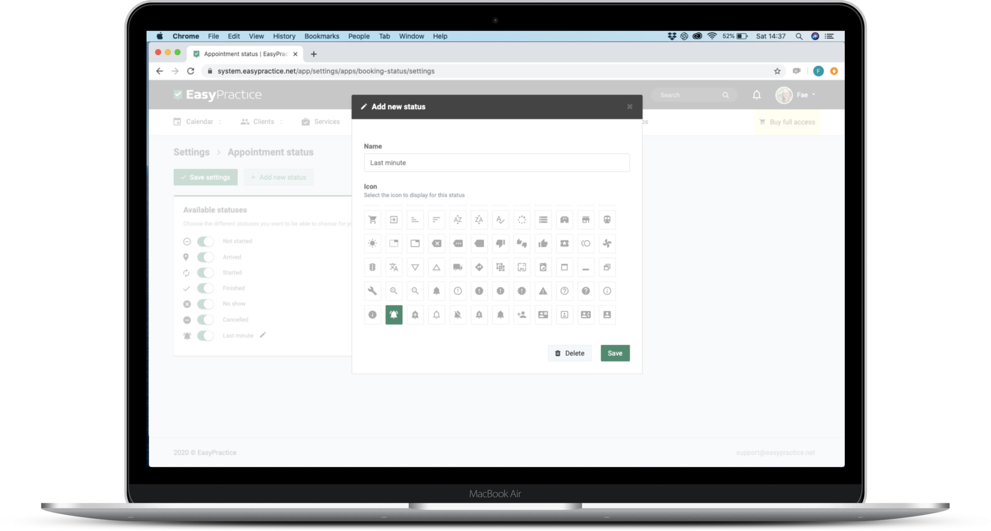 Appointment statuses that are directly relevant to your calendar