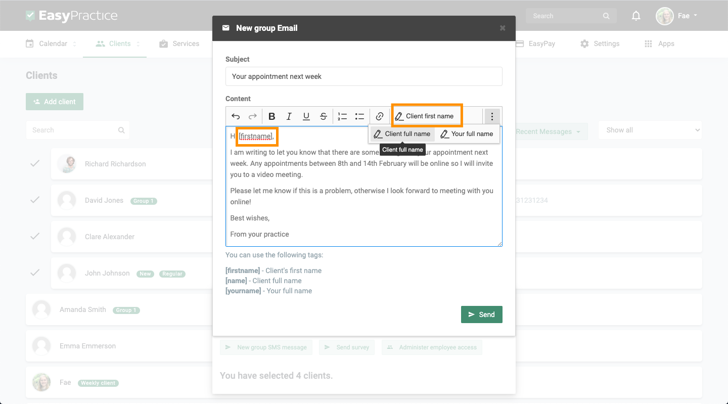 Send group emails for better communication with your clients!